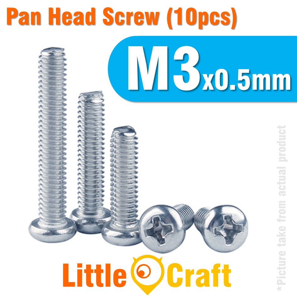 Pan Head Machine Metric Screw M3 Zinc Plating (10pcs) | Shopee Malaysia