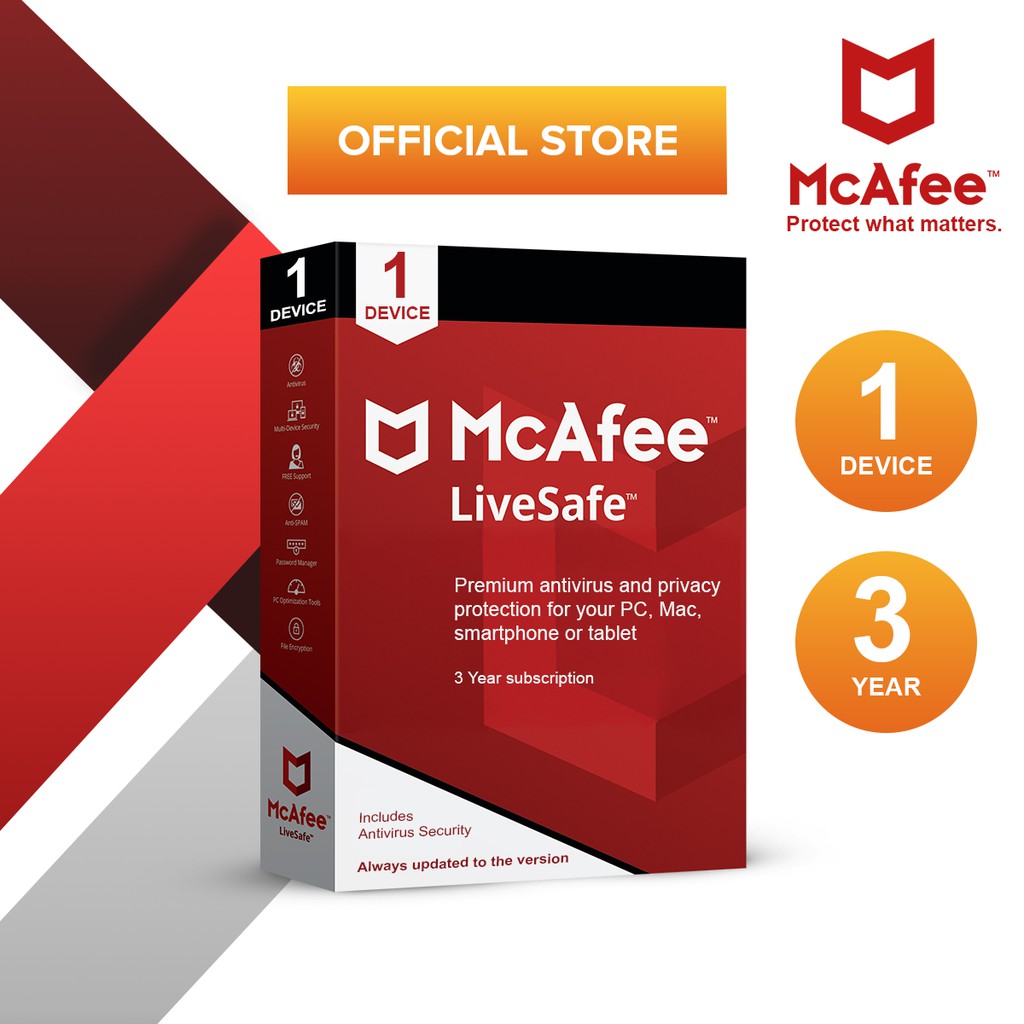 McAfee LiveSafe Internet Security & Antivirus Software Original - 3 Year 1 Device | Shopee Malaysia