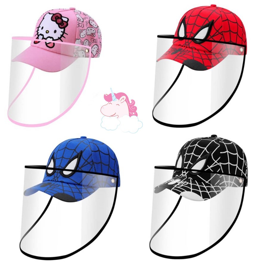 KIDS CARTOON PROTECTIVE CAP WITH REMOVABLE TRANSPARENT FACE SHIELD ...