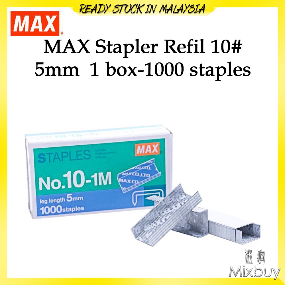 MAX STAPLER REFIL 10# - 5MM (1 BOX-1000 STAPLES) | Shopee Malaysia