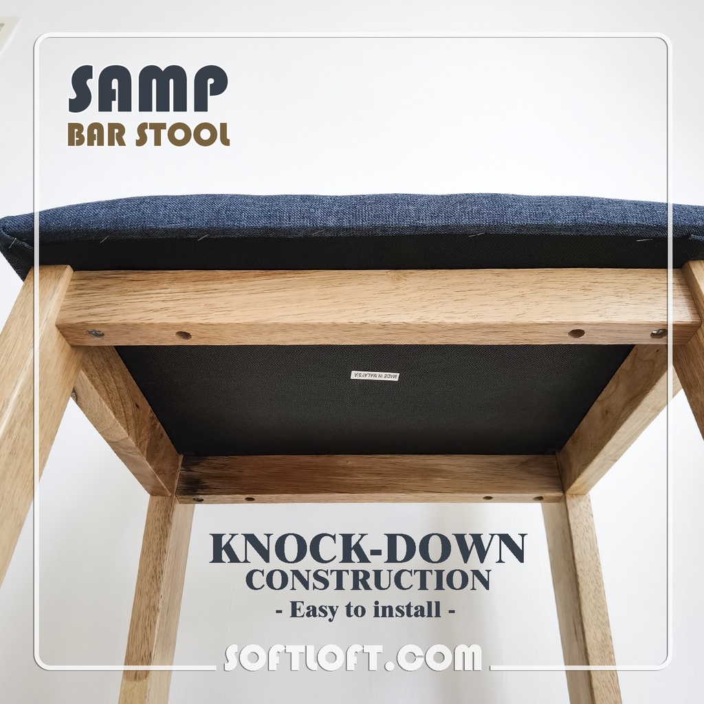 [1+2] Zen Bar Table 92CM + Samp Stool 100% Solid Wood Tall High Island ...