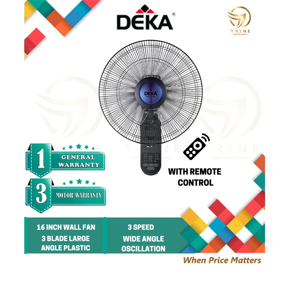 DEKA Kipas Dinding 16" 3 Blades Wall Fan DWF6R With Remote Control ...