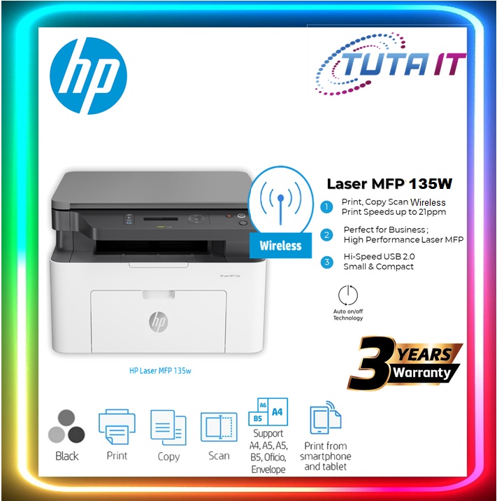 Ready stock}HP MFP 135A Mono Multifunction Laser Printer(4ZB82A)/HP MFP 135W Wireless All-in-One ...