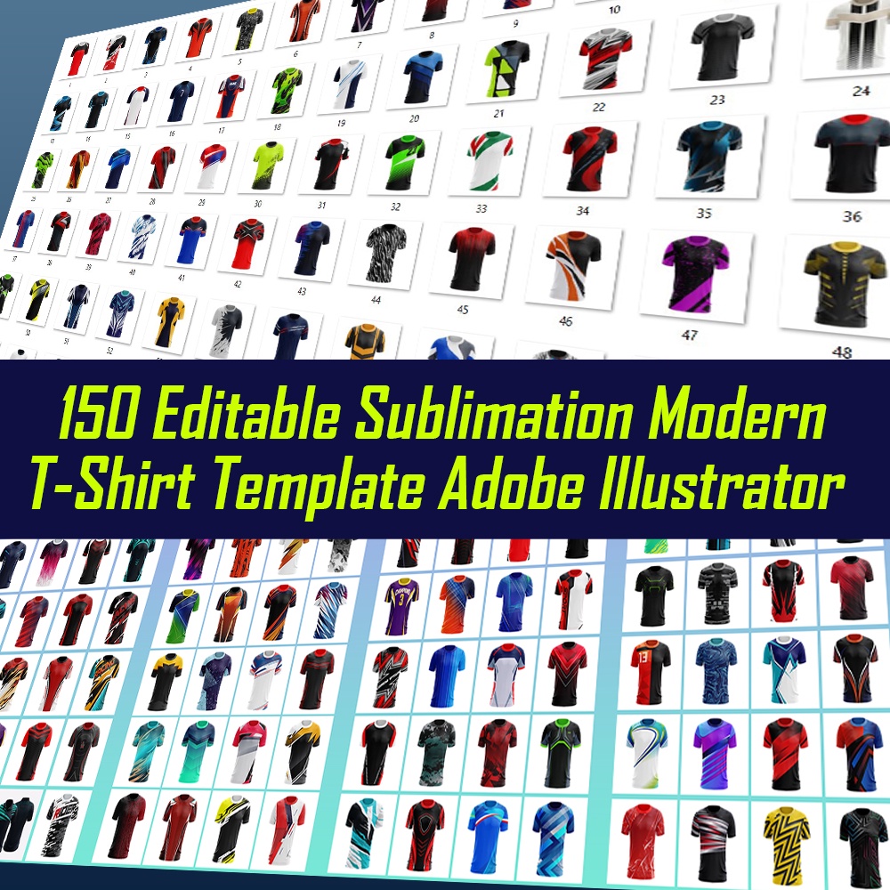 150 Editable Sublimation Modern T-Shirt Template Adobe Illustrator Ai ...