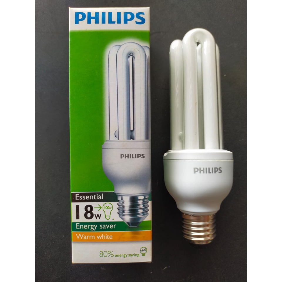 Philips Essential 18W E27 PLCE Warm White Energy-saver Bulb | Shopee Malaysia