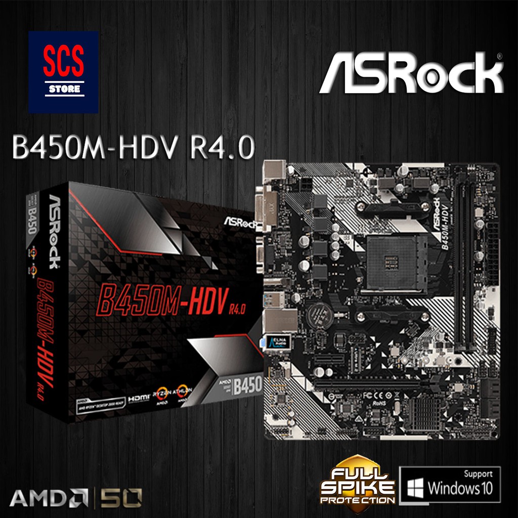 ASRock B450M-HDV R4.0 DDR4 mATX AMD B450 AM4 Motherboard B450M HDV ...