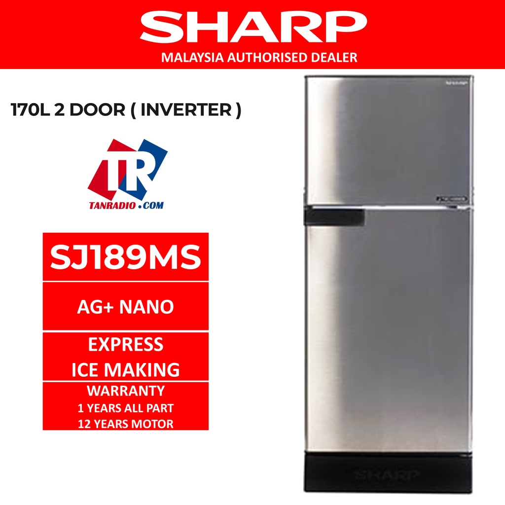 SHARP ( SJ189MS ) 180L Refrigerator FRIDGE 2 DOOR - PETI SEJUK | Shopee ...