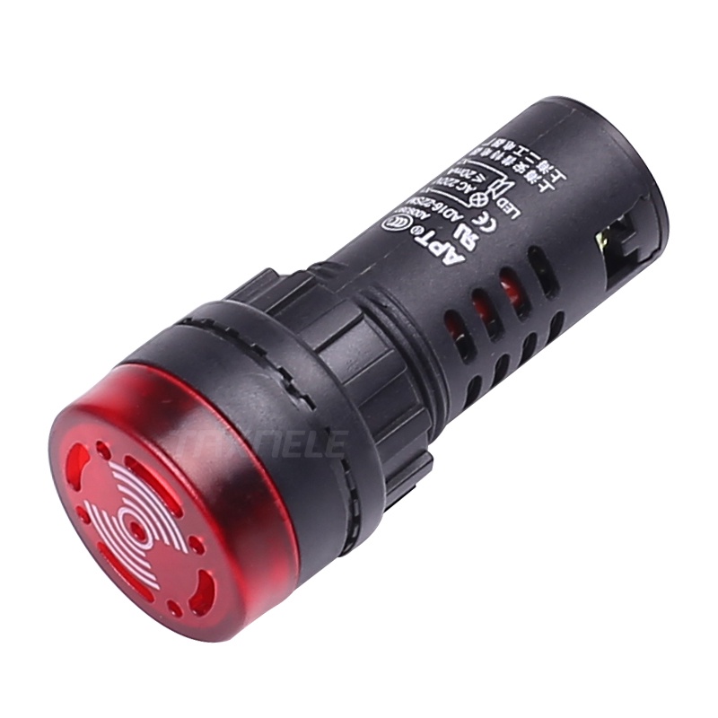 AD16-22SM 12V 24V 110V 220V 380V 22mm Flash Signal Light Red LED Buzzer Beep Alarm Indicator Red ...