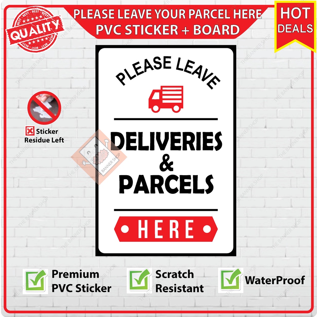 Please Drop Your Parcel Here Signage PVC Sign Sticker + Board | Shopee ...