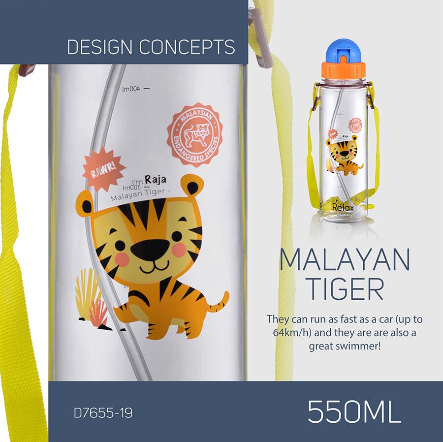 Relax Tritan Kids Cartoon Straw Water Bottle 350ML/400ML/550ML Flip It / Press Lid 儿童吸管水瓶 Botol ...