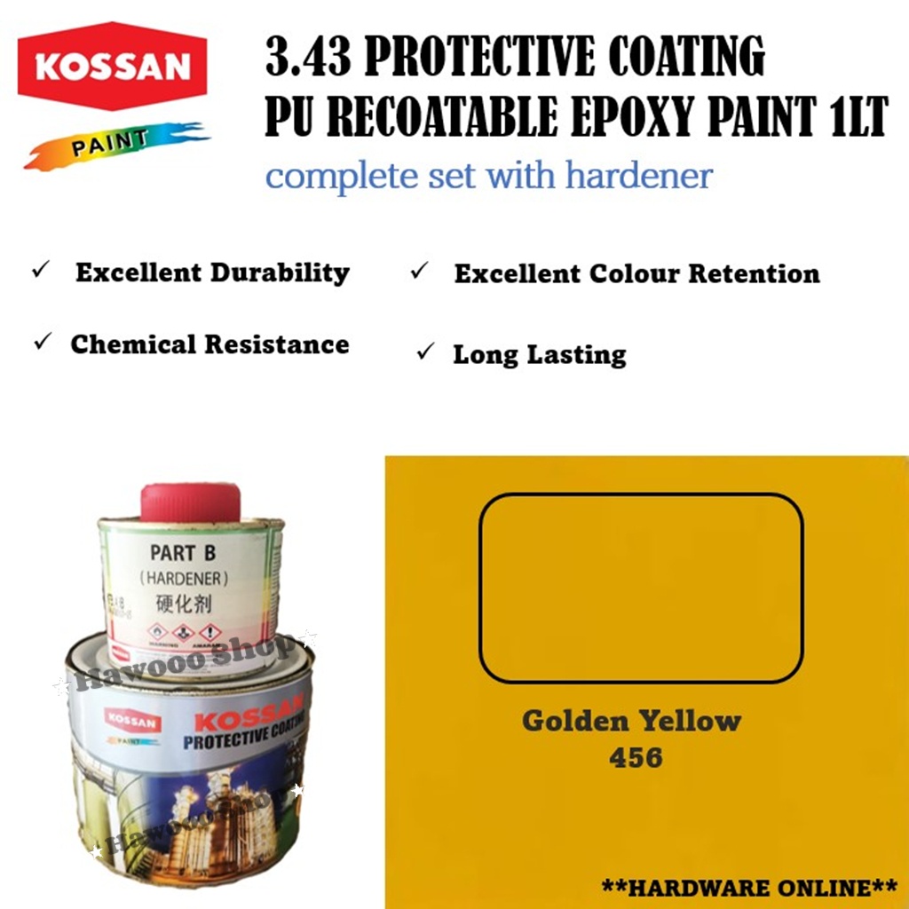 (GOLDEN YELLOW) 1LT KOSSAN PAINT PU PAINT EPOXY PU 3.43 FOR METAL/FLOOR ...