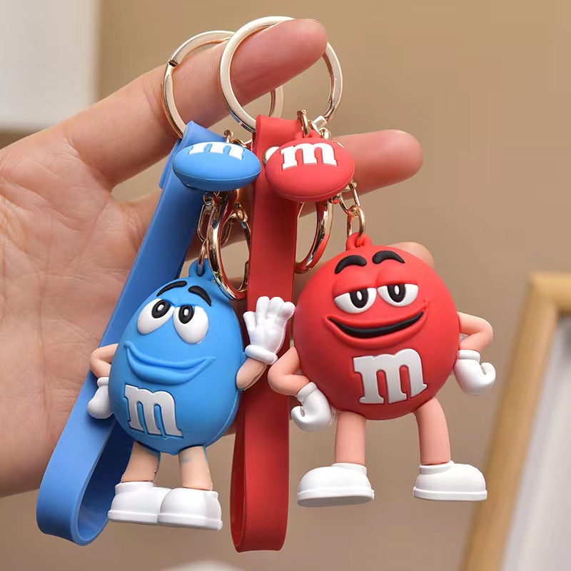 Cartoon M&M chocolate bean doll keychain three-dimensional silicone ...