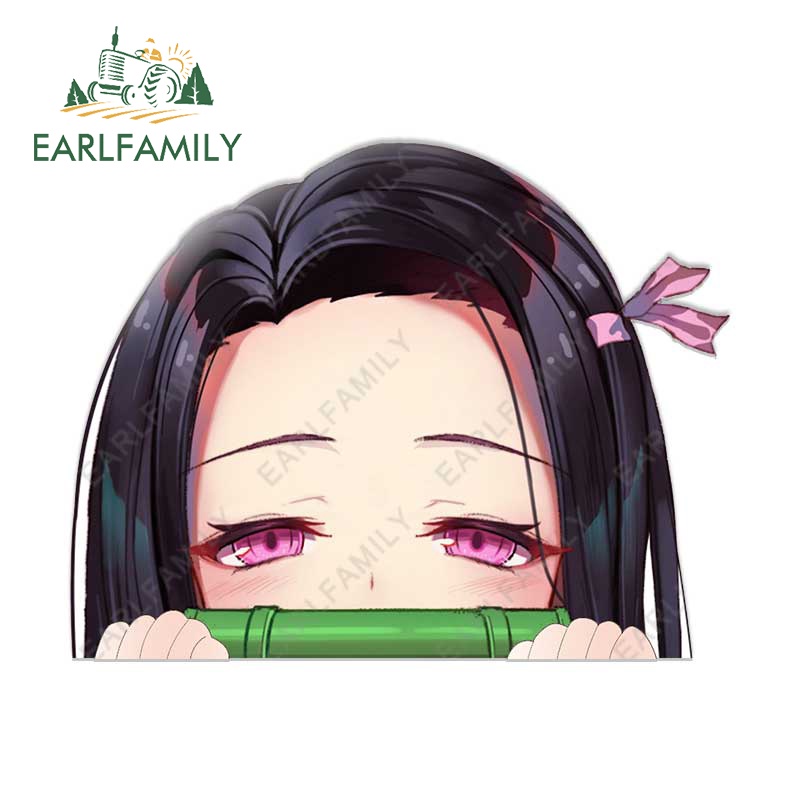 EARLFAMILY 13cm x 10.2cm Demon Slayer Nezuko Peek Car Sticker Anime ...