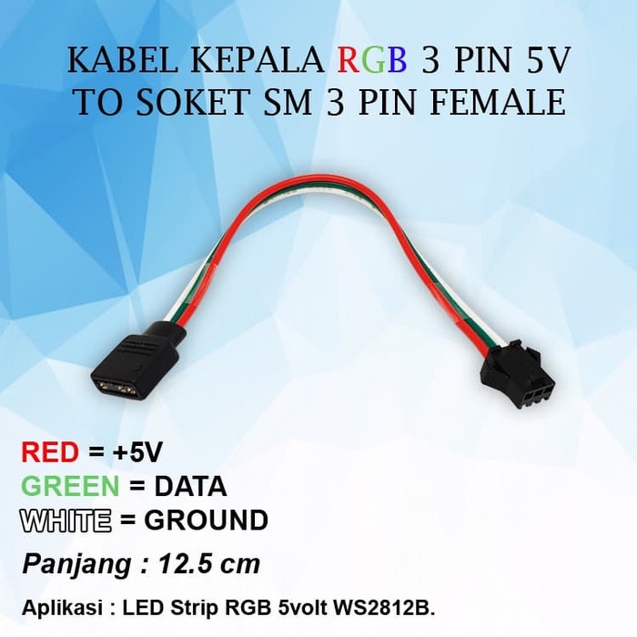 3-pin RGB Socket Cable WS 2812 B DC 5V to 3-PIN Female SM Socket ...