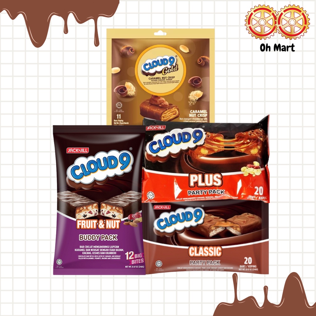 Jack N Jill Cloud 9 Classic / Plus Party Pack/Fruit&Nut / Caramel Nut Crisp 12/20Bars 240g ...