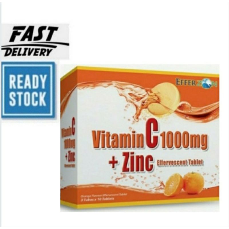 EFFERZON EXP:09/2027 VITAMIN C + ZINC 1000MG 10'S/3×10'S EFFERVESCENT ...