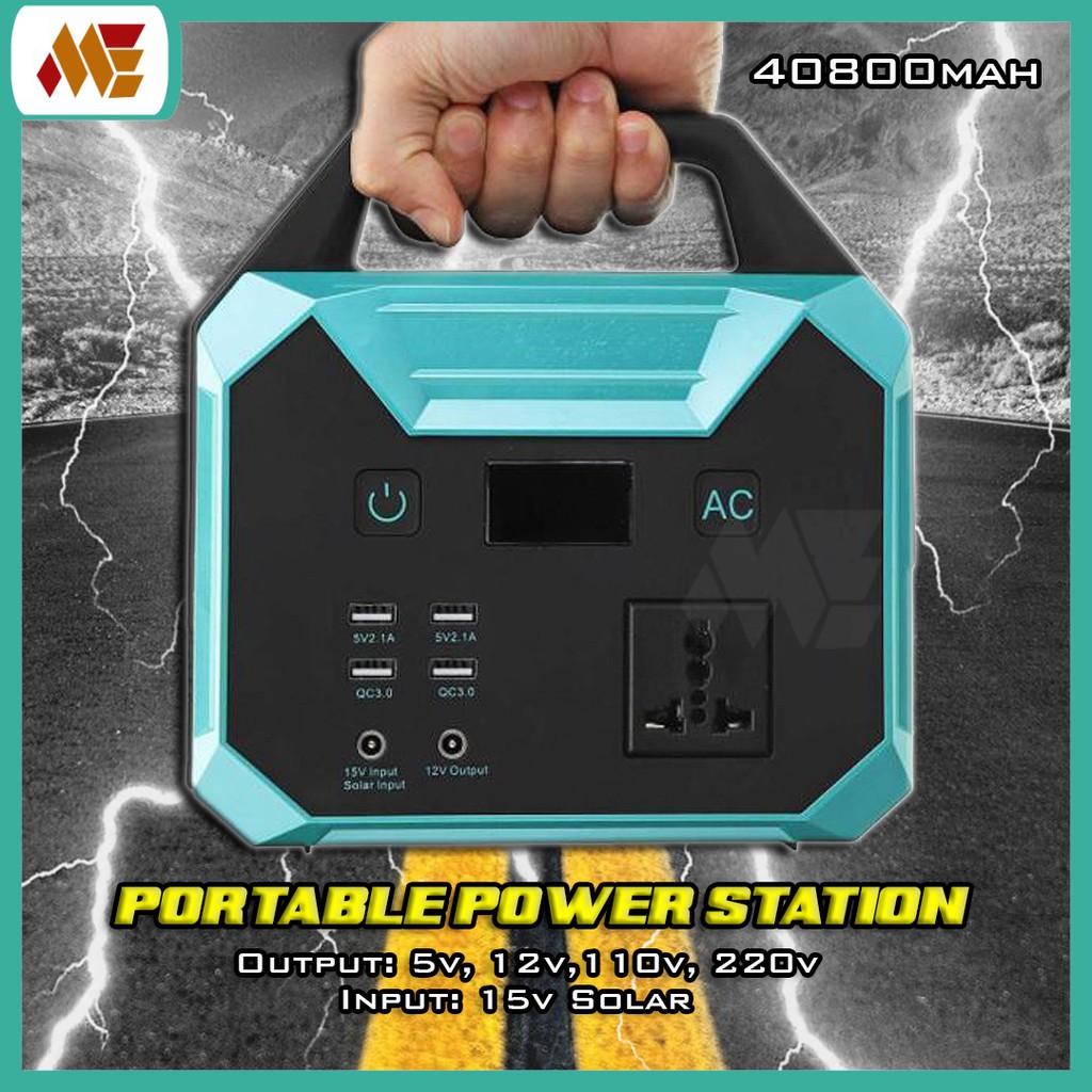 100W Portable Power Station with USB (5V Port & QC 3.0), 12V Port AC ...