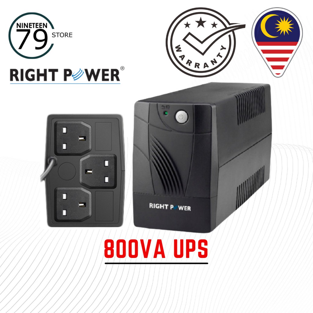 Right Power PowerStar Neo 800 800VA UPS Backup Battery Capacity 800VA 3 British Output Socket ...