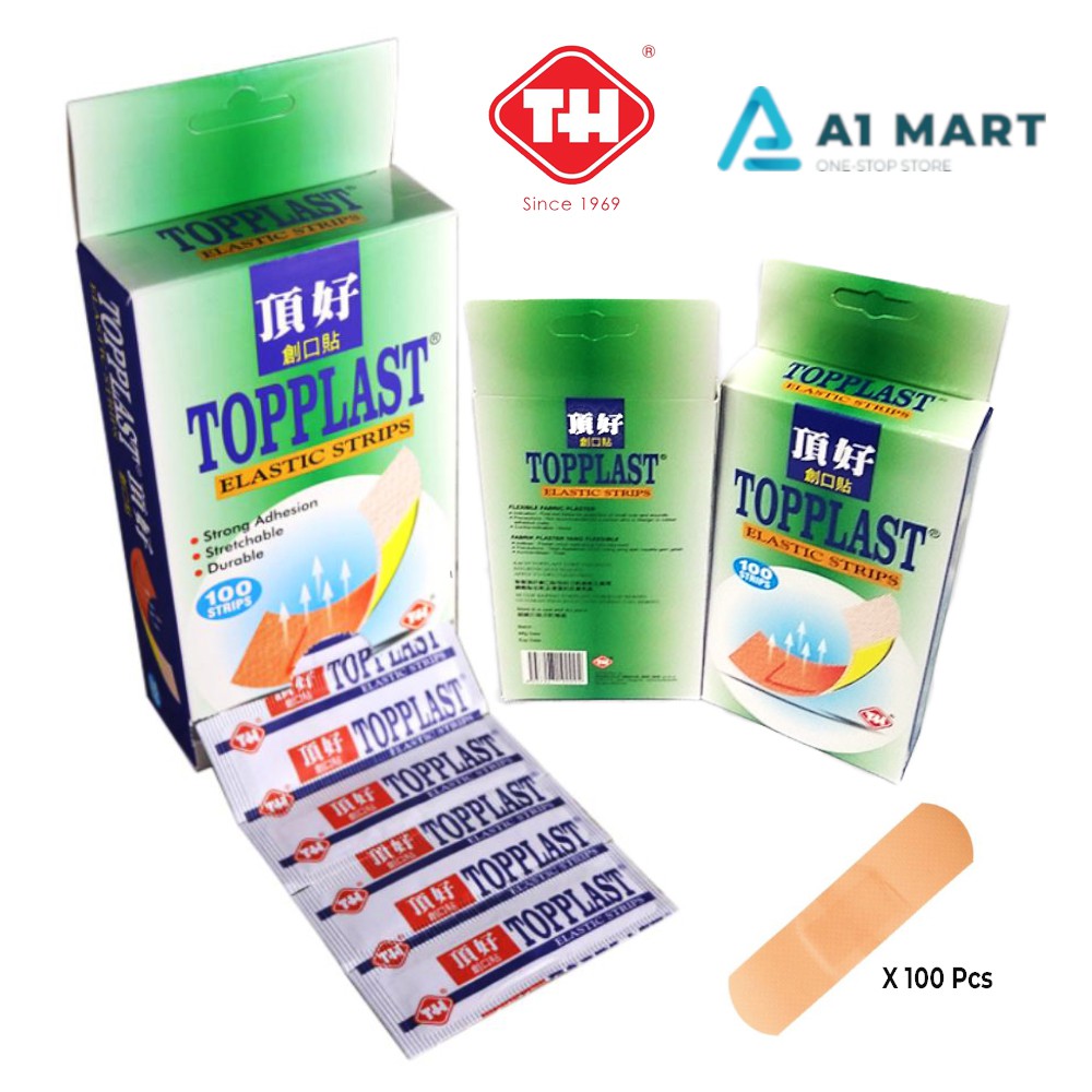 Topplast Elastic Strips First Aid Bangages / Plaster Luka (100 Strips ...
