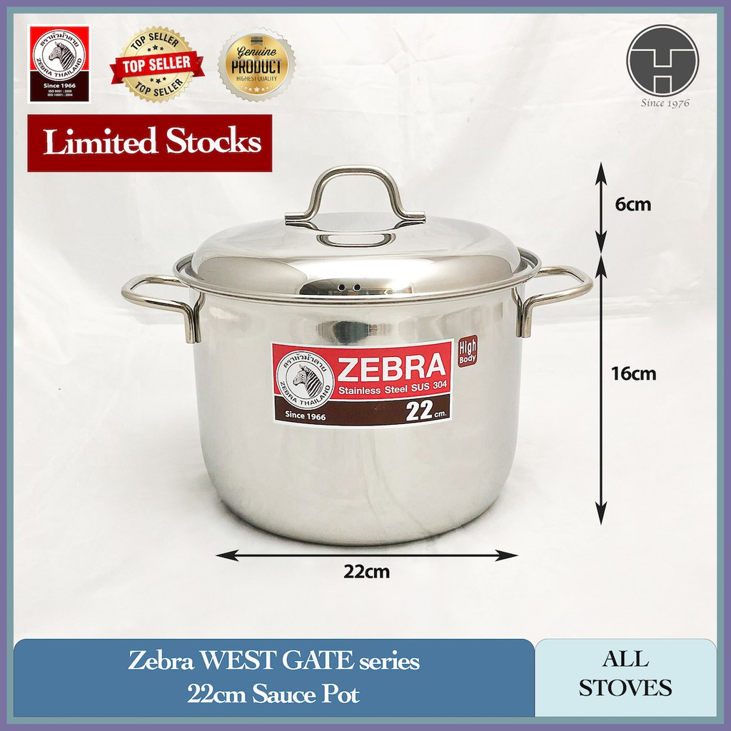 [TeoHin] Zebra SUS304 Stainless Steel WEST GATE Sauce Pot 22cm | Shopee ...