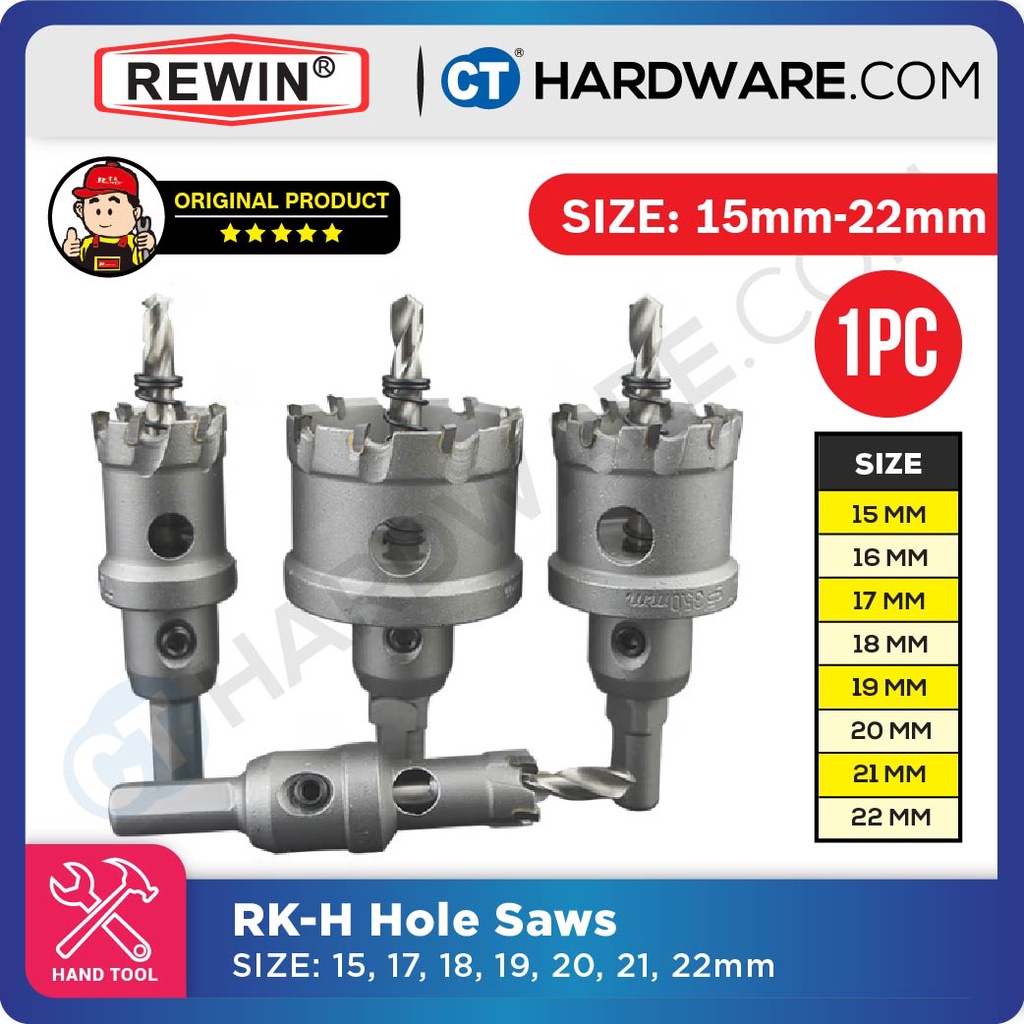 REWIN RKH TCT HOLE SAWS SIZE: 15, 16, 17, 18, 19, 20, 21, 22MM | Shopee Malaysia