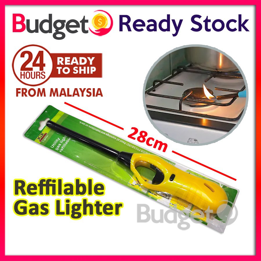📣Budget Stock 28cm Multi-purpose Refillable Gas Lighter Adjustable Long ...