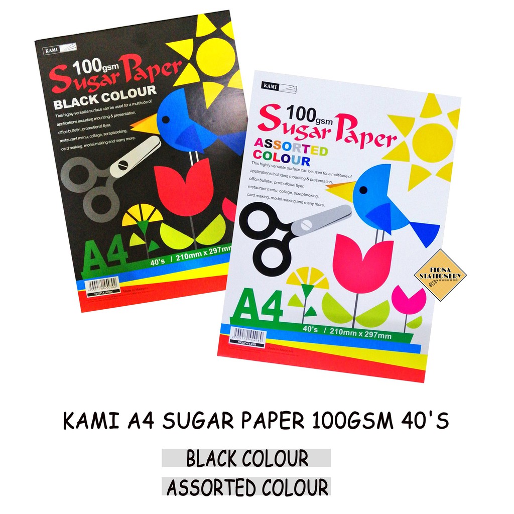 KAMI A4 Black Colour / Assorted Colour Sugar Paper 100gsm 40's | Shopee ...