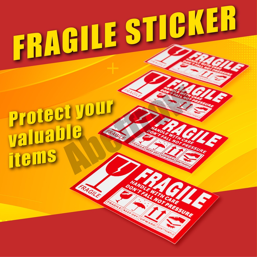 1 Pcs Fragile Sticker 7cmx13cm SAIZ BESAR | Sticker Mudah Pecah ...