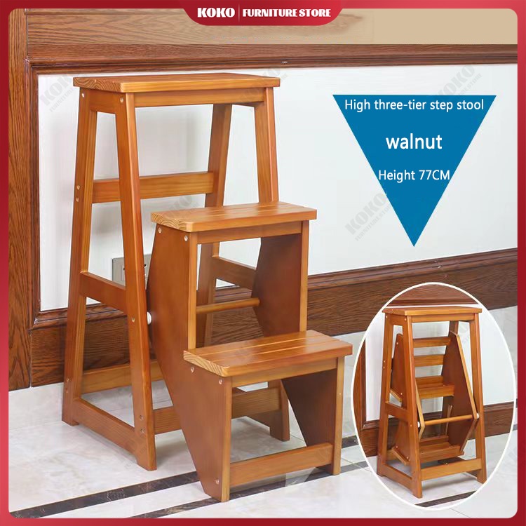 Solid wood multifunctional folding wooden ladder portable telescopic ...