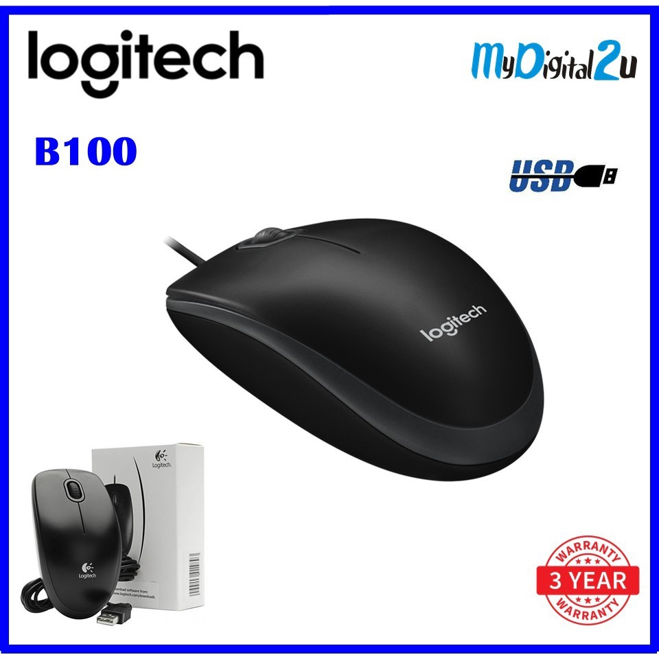 Logitech B100 800dpi Optical 3-button USB Cable Mouse | Shopee Malaysia