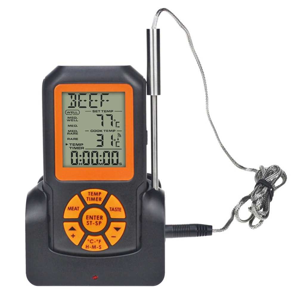 Digital Cooking Grill Thermometer with Wireless Remote Temperature ...