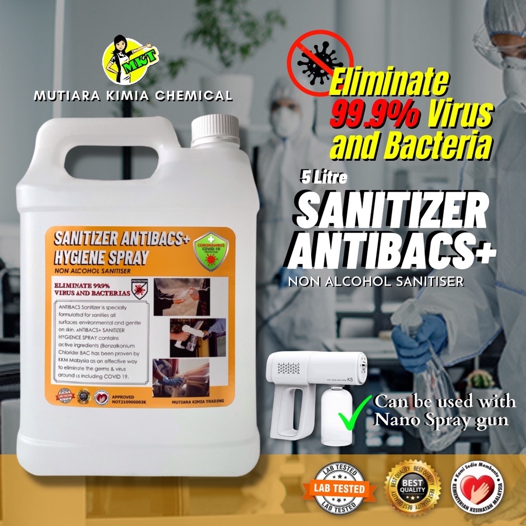 MKT 5L Antibacs Hand Sanitizer spray non alcohol spray nano spraygun ...