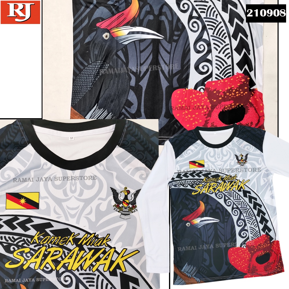 Unisex Baju Batik Jersey Sarawakian Sarawak Design Lengan Panjang Long ...