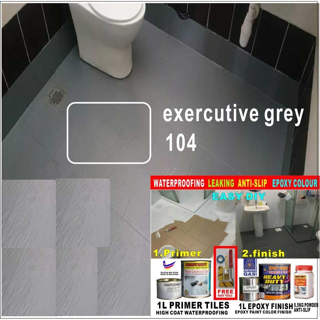 exercutive grey FULL SET epoxy toilet floor tandas ( 1L PRIMER , 1L ...