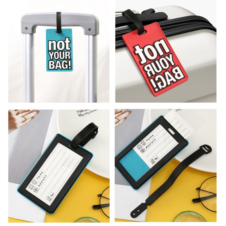 PVC Soft Rubber Travel Luggage Tag Plastic Multiple Colors Labels Name Address Silicone Suitcase ...