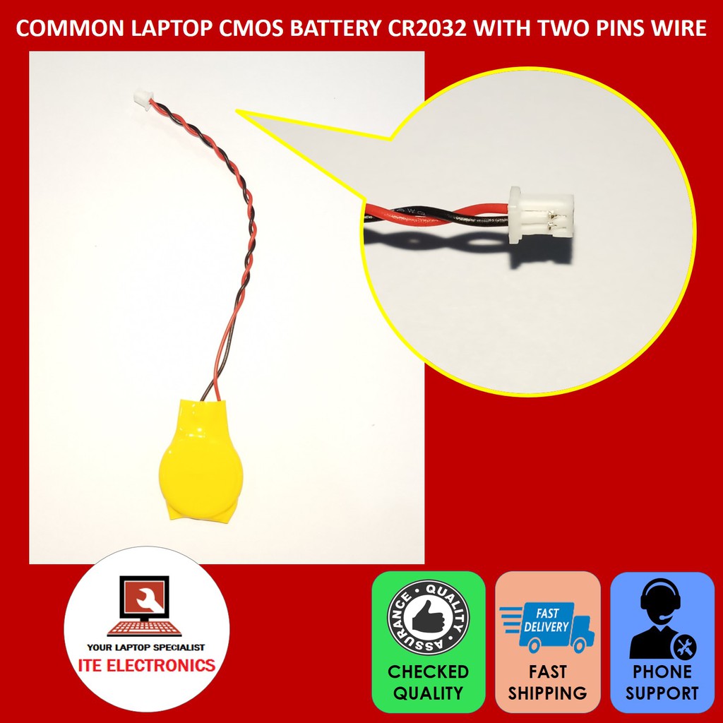 LAPTOP BIOS / CMOS BATTERY CR2032 WITH TWO PINS WIRE | Shopee Malaysia