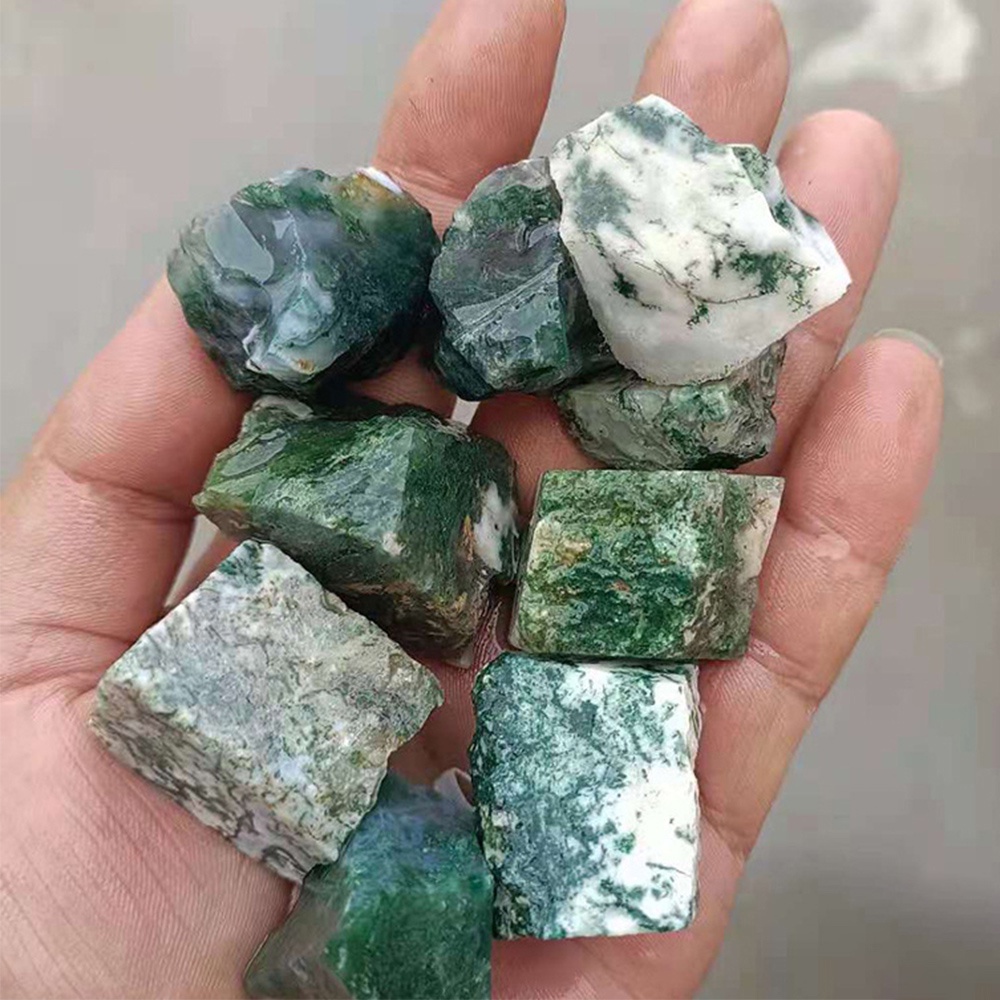 100g Moss Agate Raw Stones Rough Natural Crystal Fish Tank Decorative ...