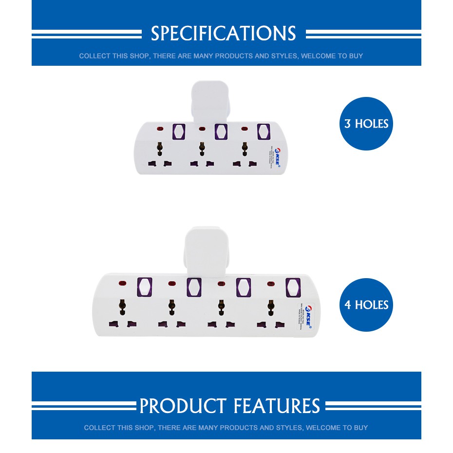 Plug Adapter Socket 3 Way Universal Multi Adapter Extension Plug 3 GANG ...