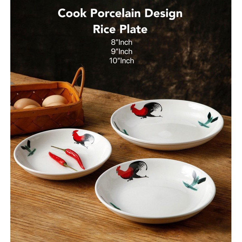 Cook Porcelain Design Round Rice Plate/ Ceramic Plate Pinggan Corak ...