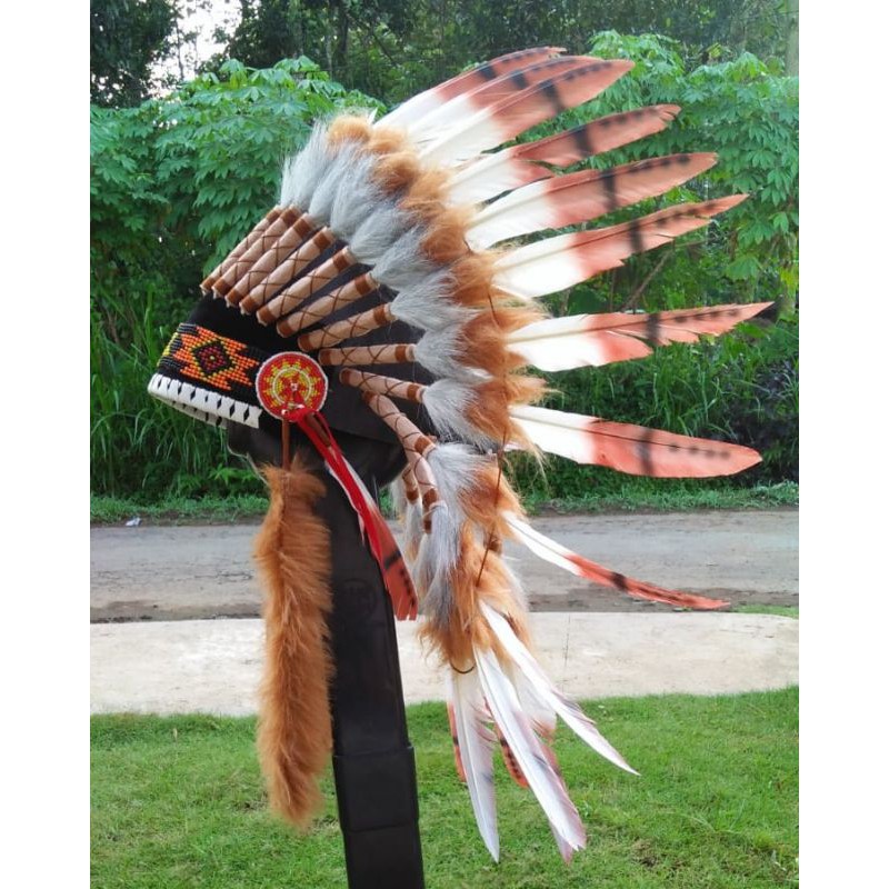 Chocolate indian hat apache hat indian hat watbonnet goose feather ...