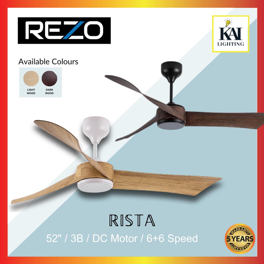REZO RISTA 52” Remote Control 3 Blades DC MOTOR remote Control CEILING ...