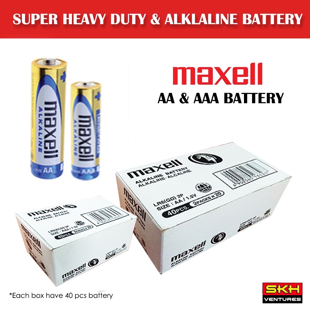 Maxell Heavy Duty Alkaline Battery (1Box - 40Pcs) - 100% Original ...