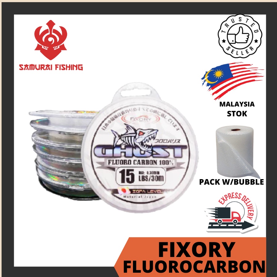 SAMURAI - FIXORY Ghost 100% Fluorocarbon Line 30m/Spool 10lb, 15lb ...