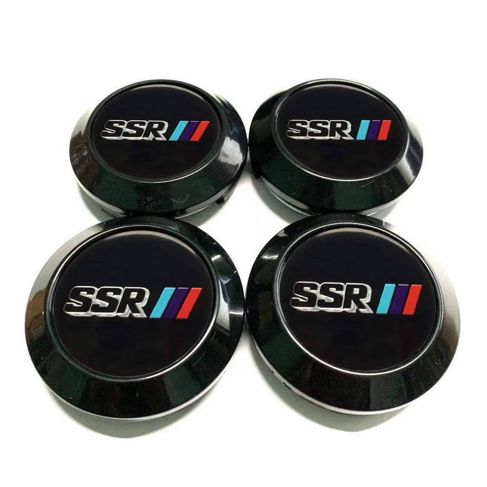 HOSHER 4pc 60MM/64MM/65MM/68MM/69MM SSR Black blue red logo Sticker Car ...