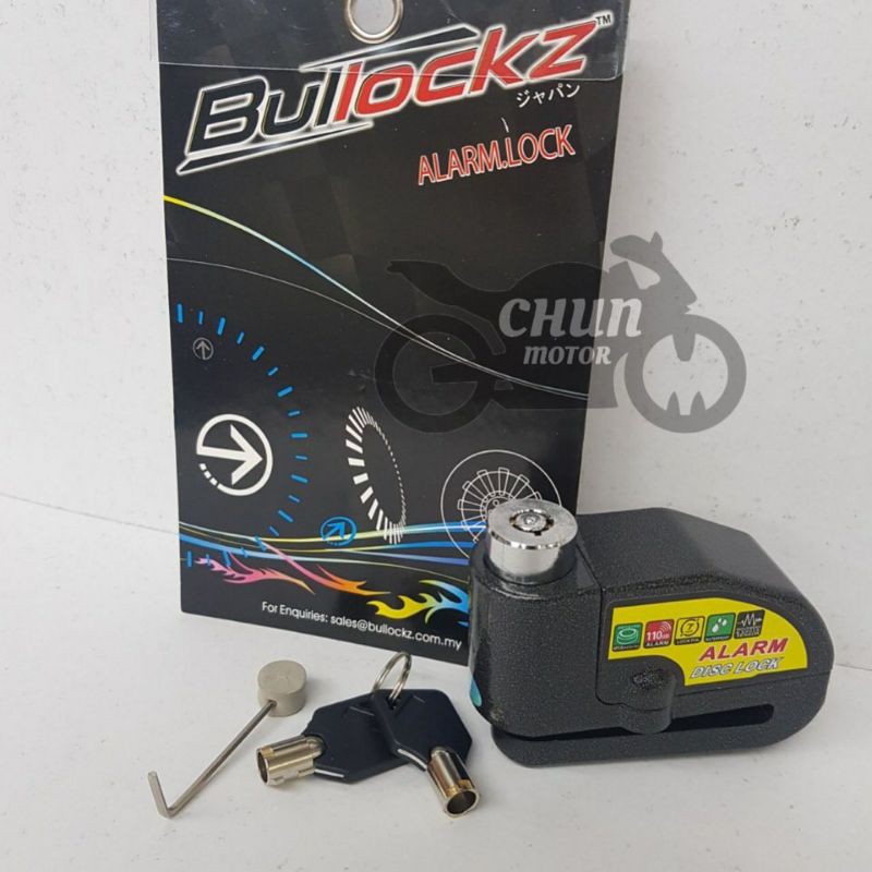 💥BULLLOCK ALARM DISC LOCK💥Disc Brake Motorcycle Lock Loud Alarm Kunci ...