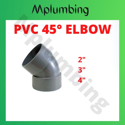 ELBOW 45° DEGREE PVC PIPE FITTINGS 2" 3" 4" 50MM 80MM 100MM | Shopee ...