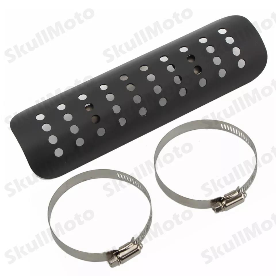 Motorcycle Black Heat Shield Guard w/ Hole Exhaust Muffler Pipe Cover ...