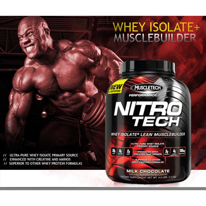 MuscleTech NitroTech Performance Series 4lbs Protein Whey Isolate Susu ...