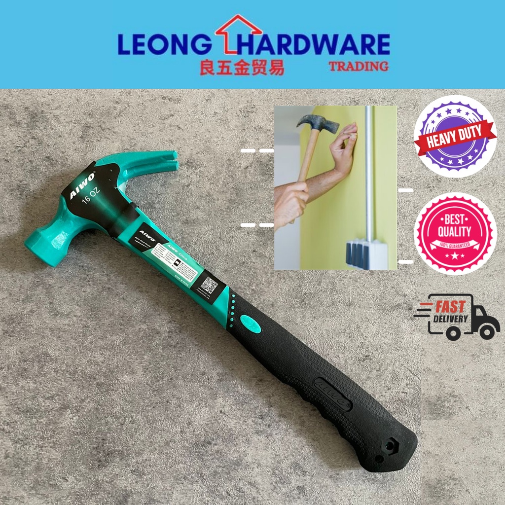 !! READY STOCK !! ORIGINAL AIWO 16oz Fiber Handle Claw Hammer / TUKUL ...