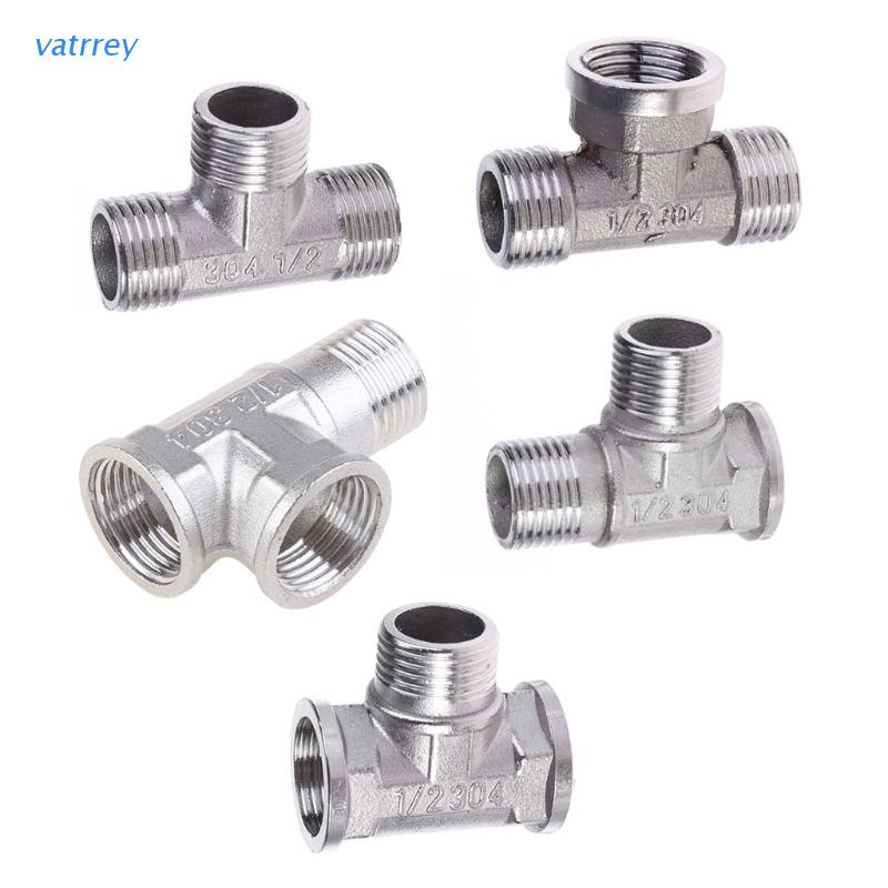VA G1/2" Tee 3 Way Plumping Pipe Fittings Stainless Steel T type ...